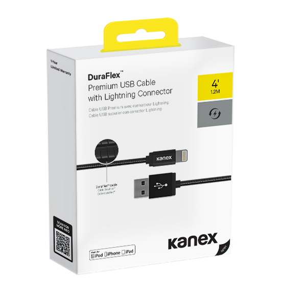Premium DuraFlex Lightning USB Cable 4ft Matte Black
